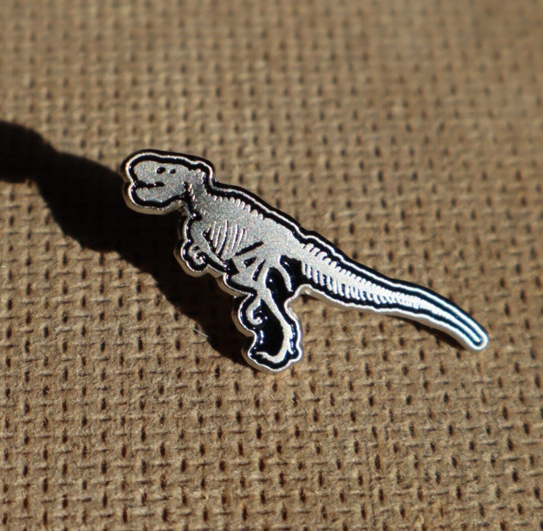 T-rex Dinosaur Skeleton Pin Badge - Etsy