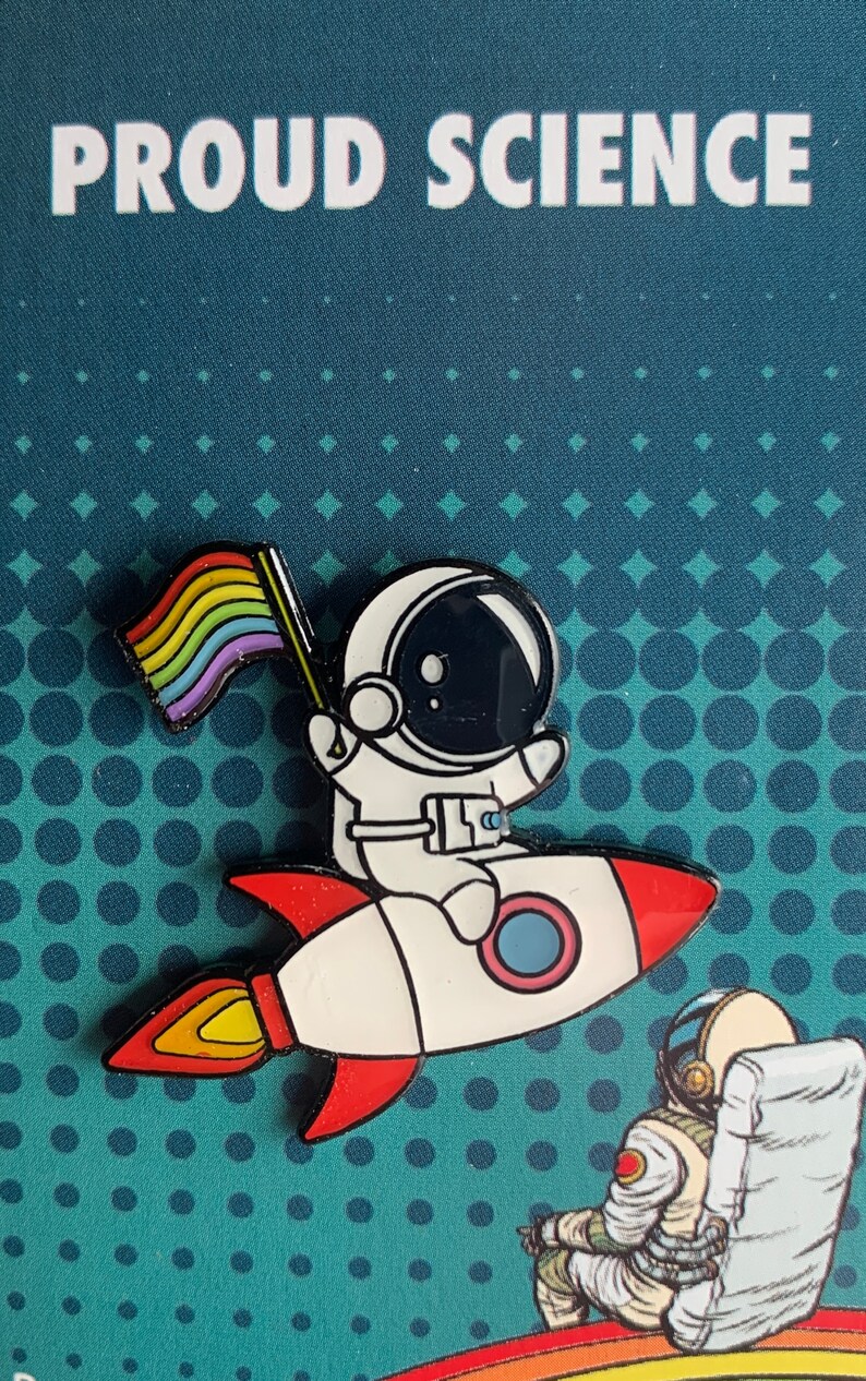 Astronaut Pride Spaceship, LGBT Pride Flag in Space Enamel Pin Badge ...