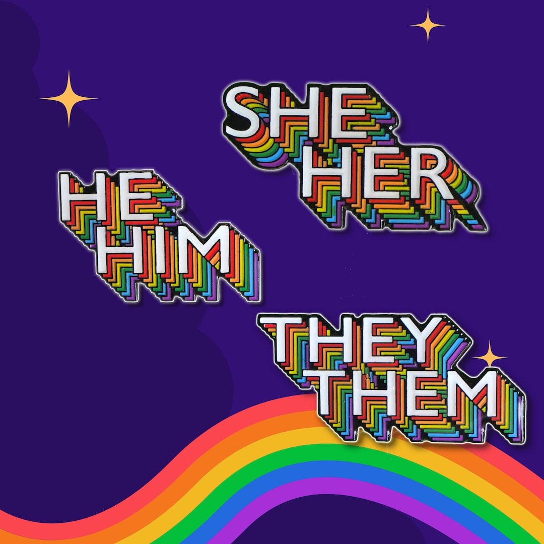 Rainbow Pronoun Pins - Etsy UK