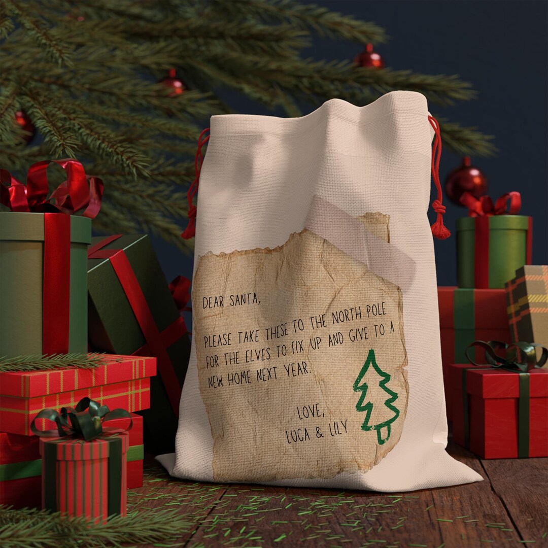 Personalized Santa Toy Exchange Bag - Personalized Handwritten Note to ...