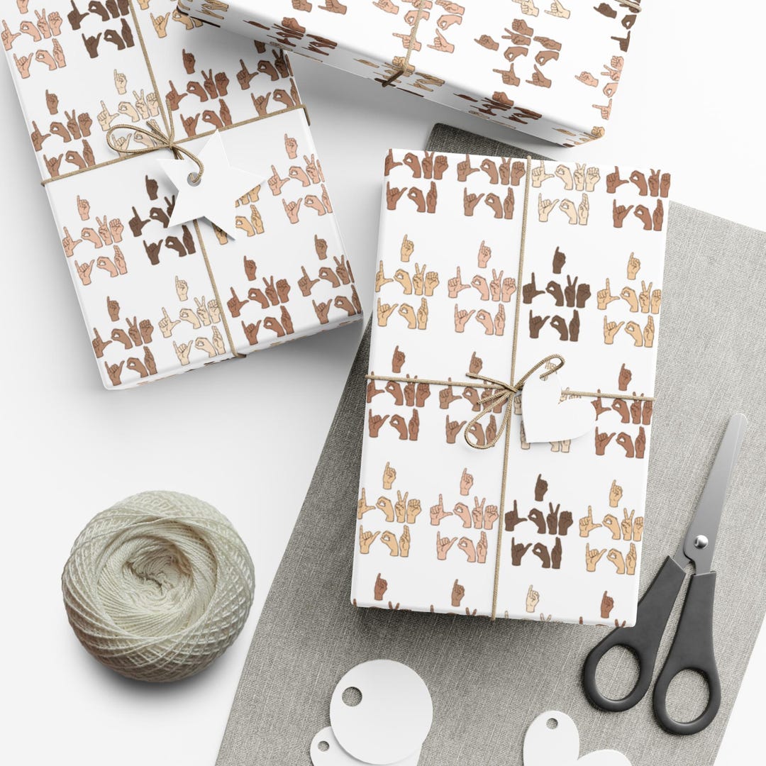 ASL I Love You Pattern Wrapping Paper: Skin Tones Gift Wrap - Etsy