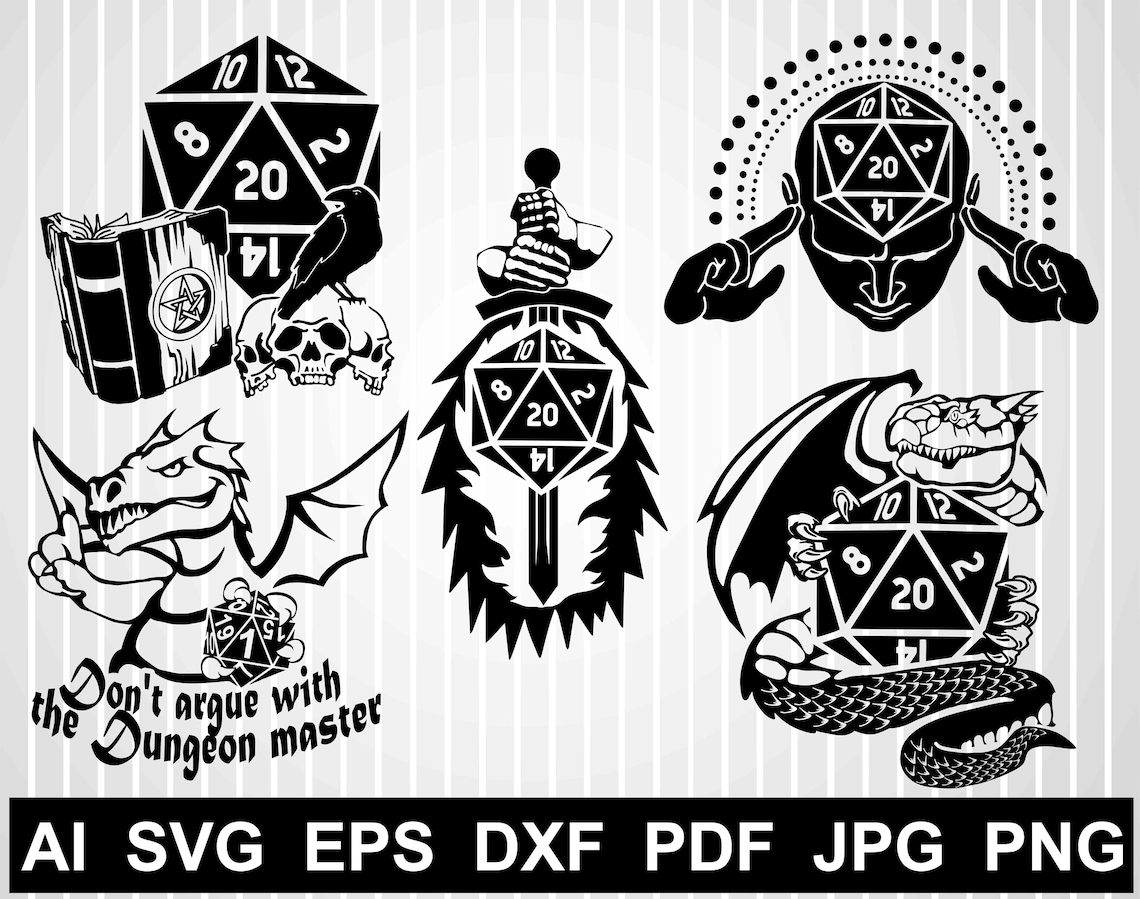 Dungeons and dragons svg RPG vector design Geek svg free Dice | Etsy