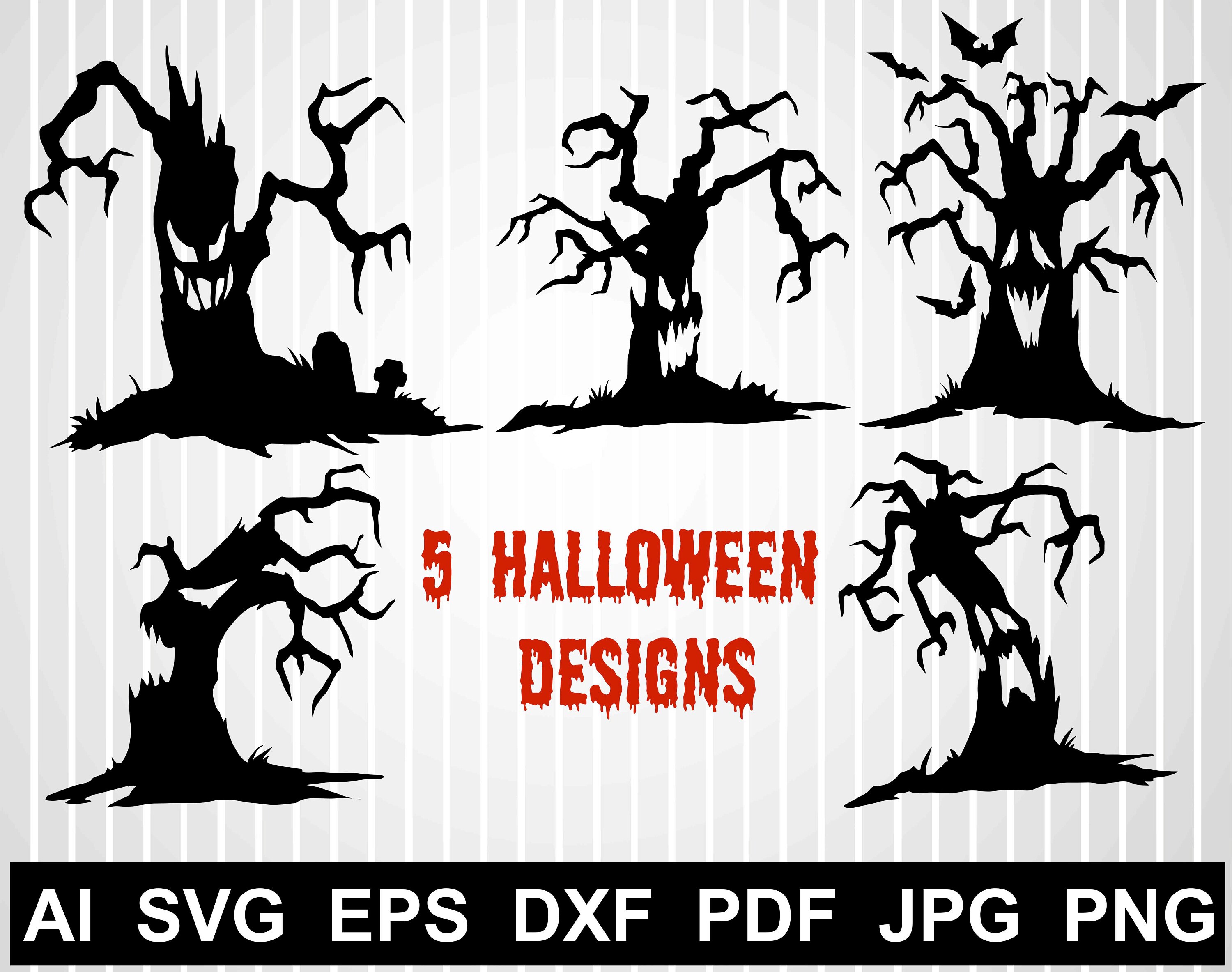 Halloween Haunted Tree Svg Files for Cricut Pumpkin Clipart | Etsy