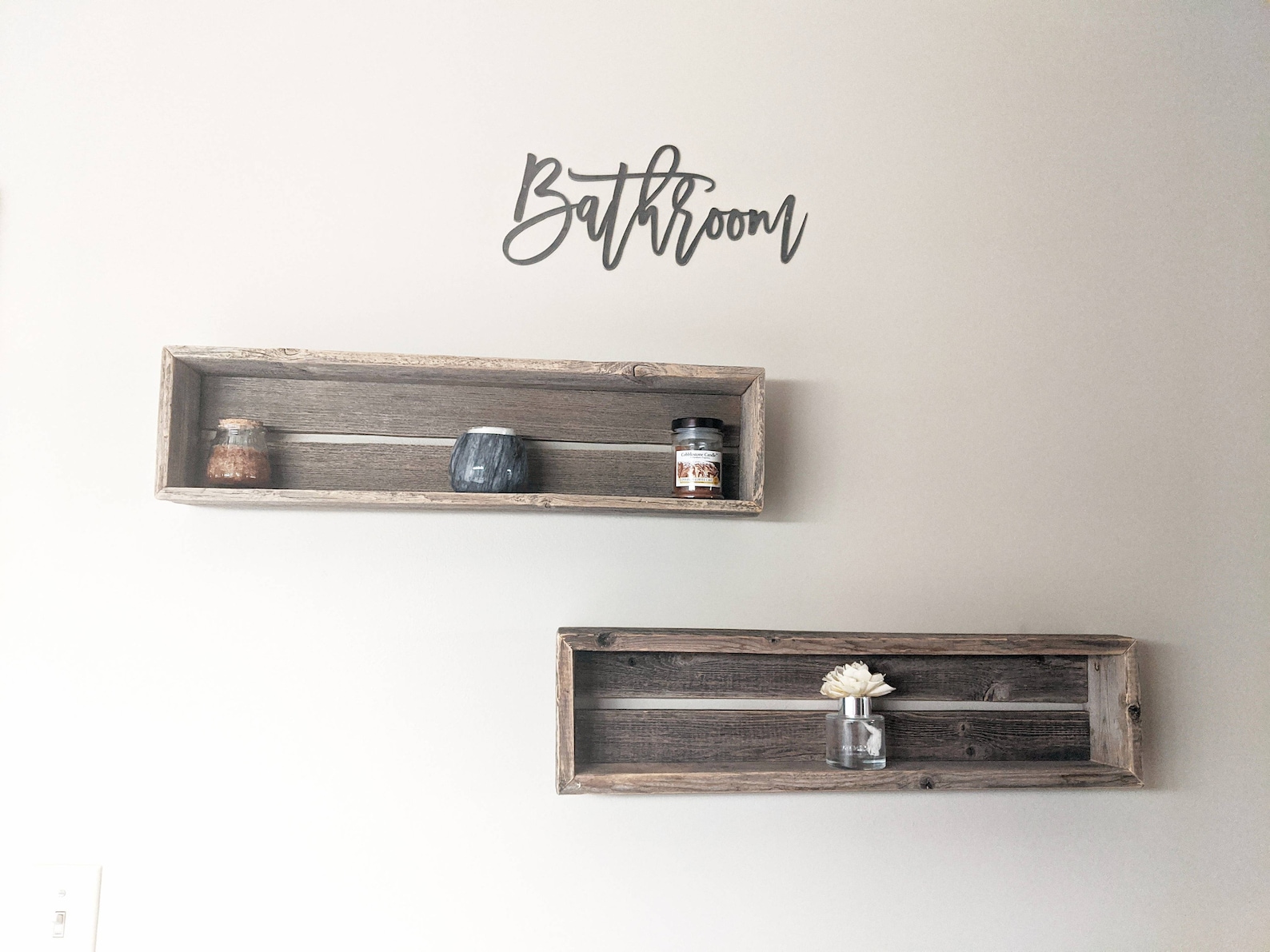 Reclaimed Wood Shadow Box Shelf With Wood Backing – Weathered Grey ...