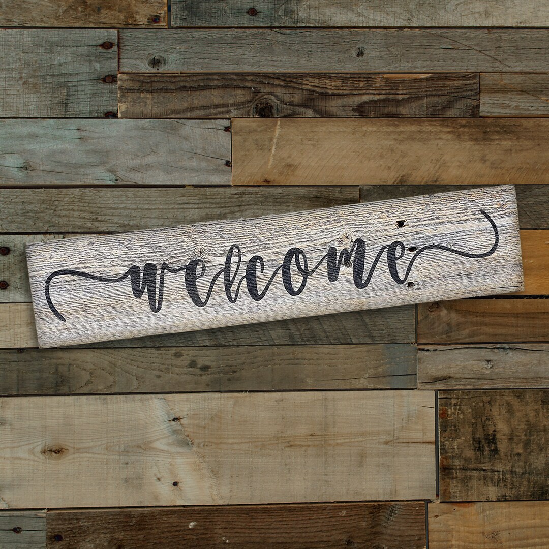 Wood Welcome Sign Made With Reclaimed Wood, Perfect for Farmhouse Style ...