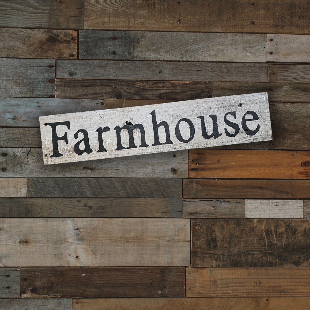 Reclaimed Wood "farmhouse" Sign – Rustic Whitewash Barnwood Decor - Etsy