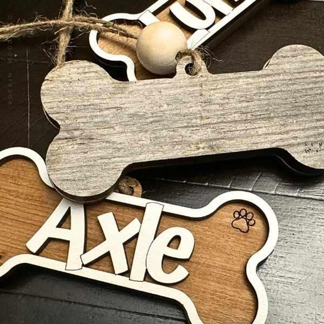 Customized Reclaimed Wood Dog Bone Ornament Hanging Charm - Etsy