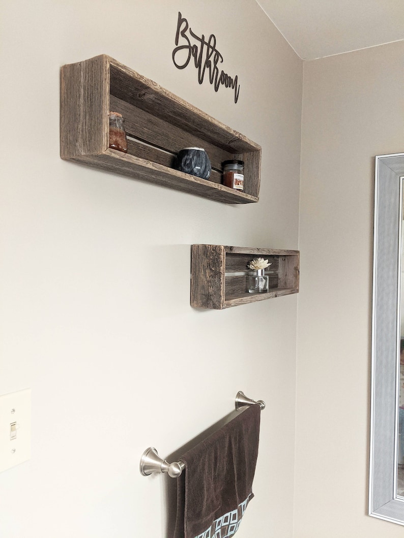 Reclaimed Wood Shadow Box Shelf With Wood Backing – Weathered Grey ...