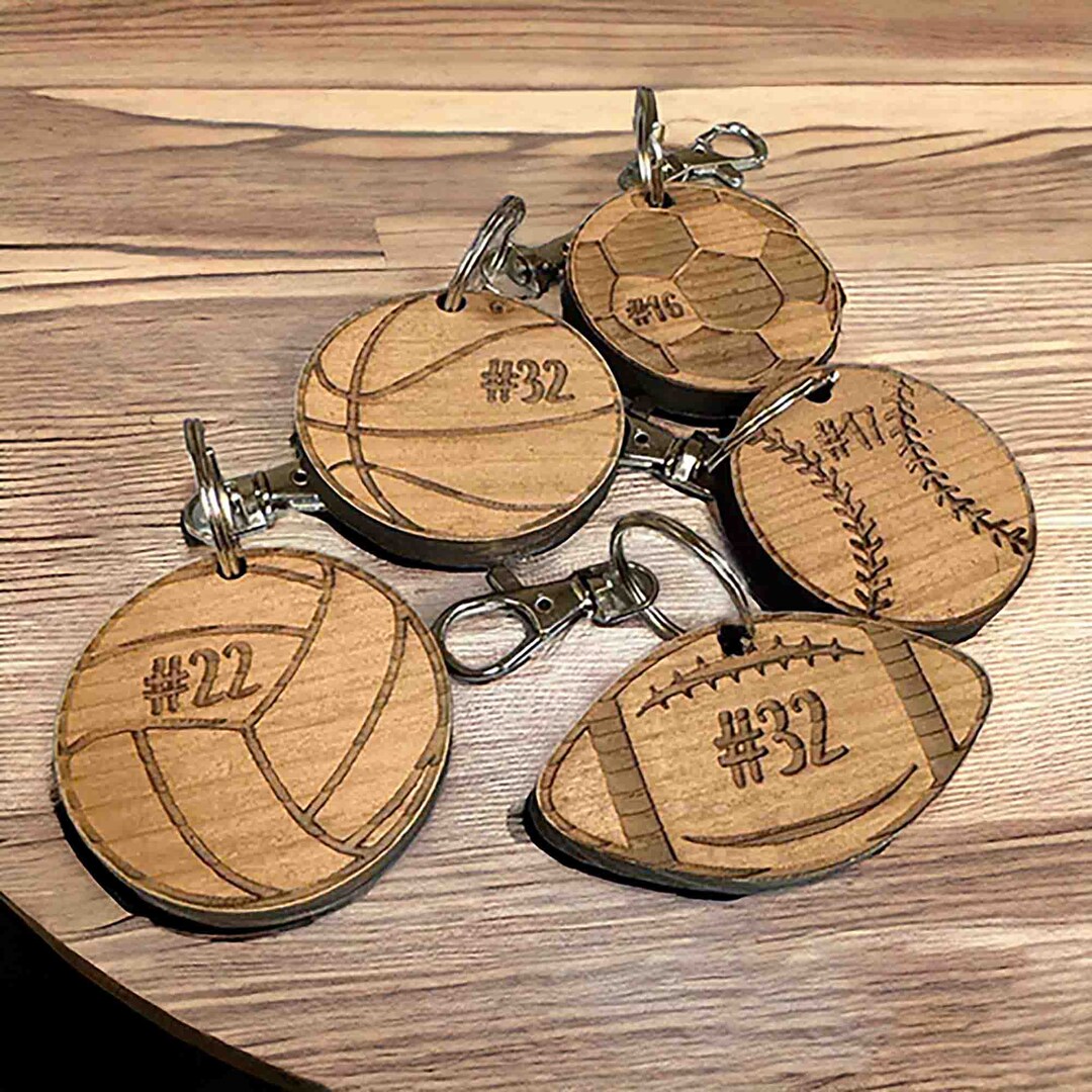 Customized Sports Keychain Made From Reclaimed Wood - Etsy