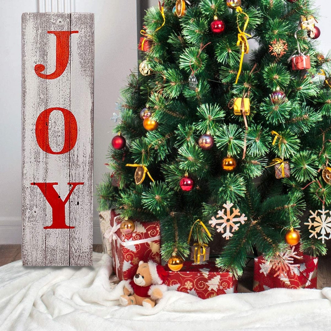 Rustic Wood Joy Christmas Sign for Porch or Wall - Reclaimed Wood ...