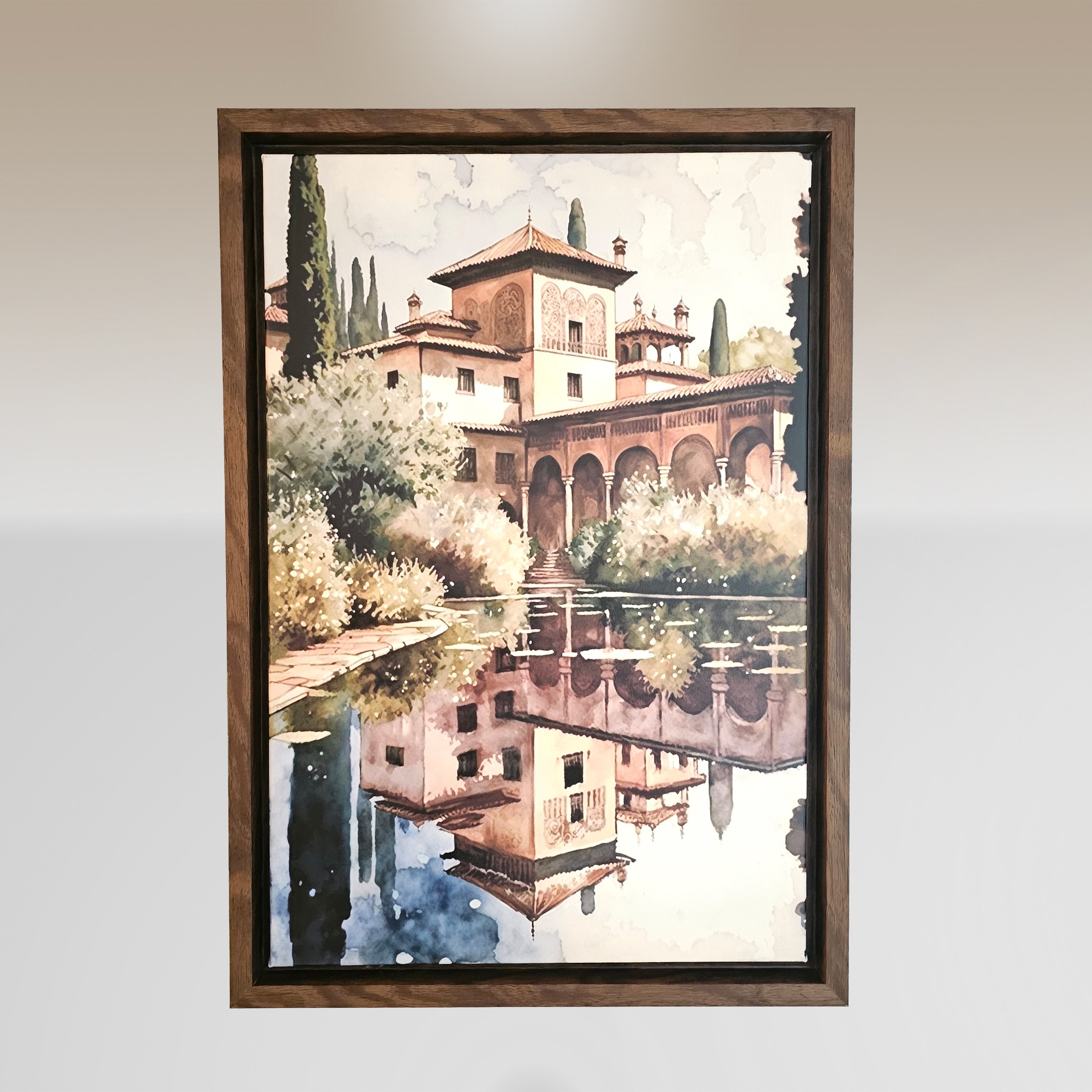 Watercolor-inspired Islamic Palace Canvas Wall Art - Alhambra-inspired ...