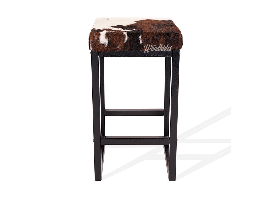Dark Tricolor Cowhide Bar Stool Cowhide Counter Stool - Etsy