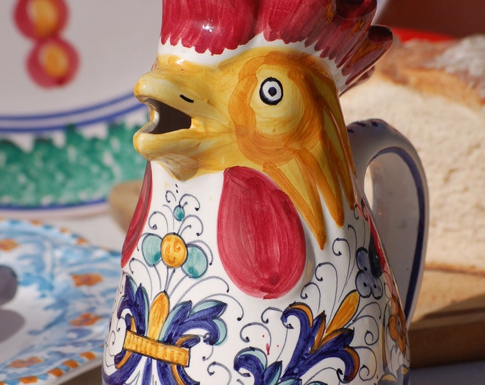Italian Deruta Carafe, Brocca Gallo, Rooster Carafe, Wine Carafe, Italy ...