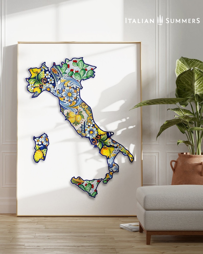 Italian Tiles Map Poster: Maiolica Art Print - Etsy