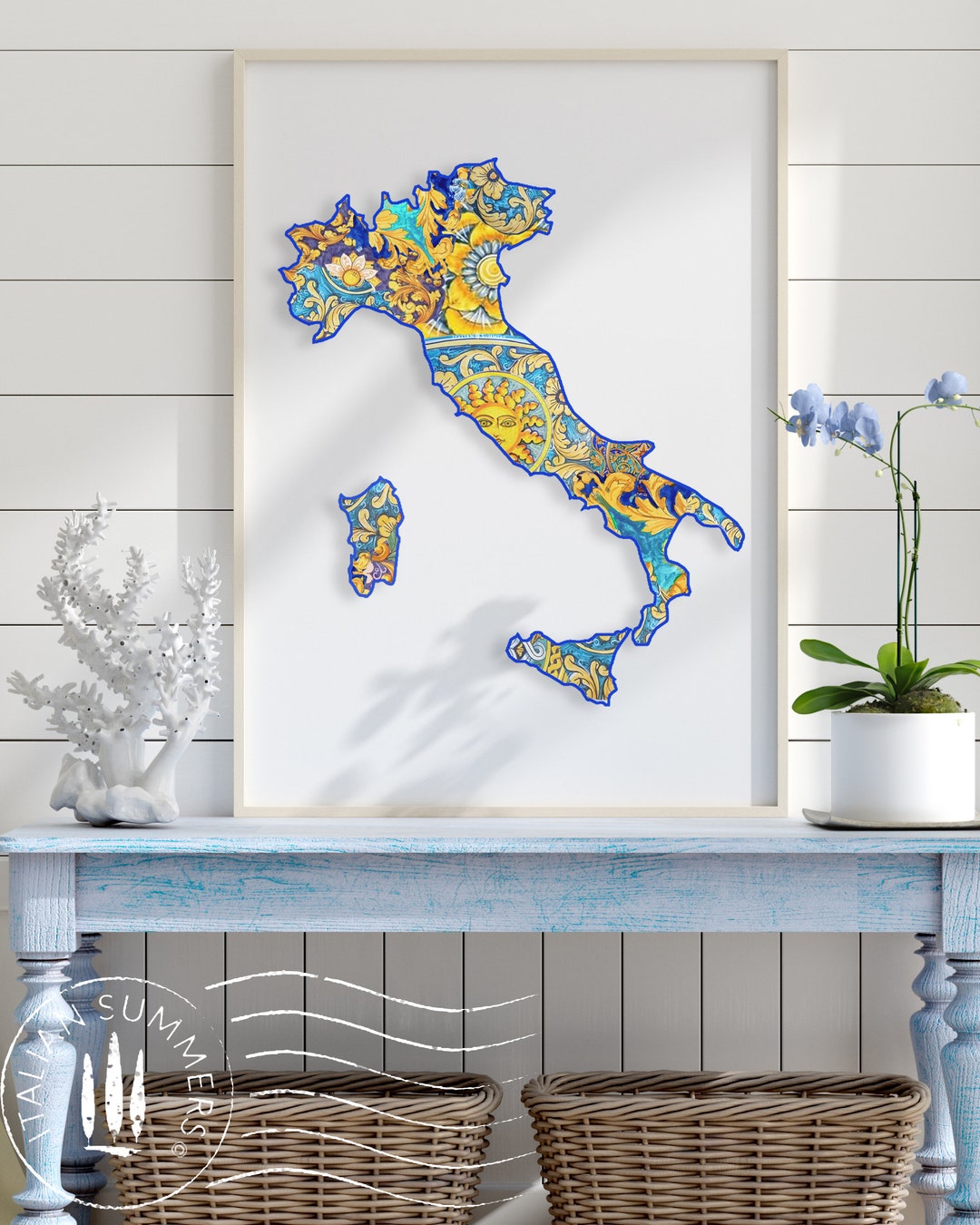 Italian Tiles Map Poster: Maiolica Art Print - Etsy