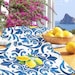 Amalfi Coast Table Runner: Italian Blue Tiles and Lemons, 90'' × 16 ...