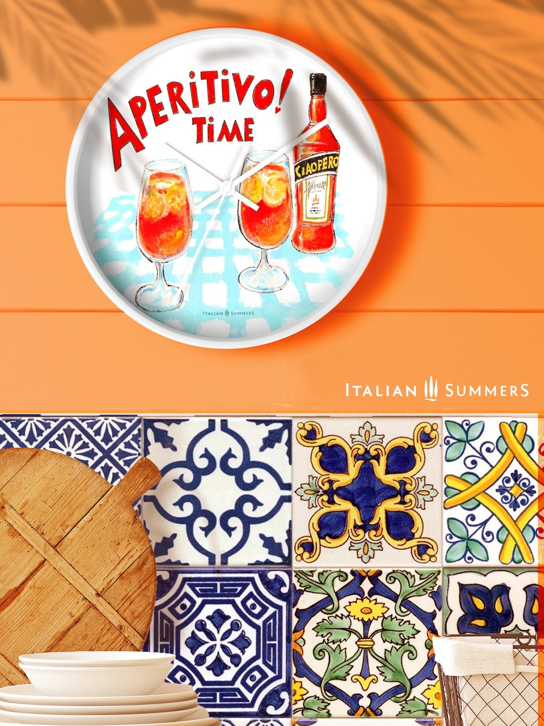 Wall Clock APERITIVO TIME, Italian Wall Clock, Aperol Spritz, Italy ...