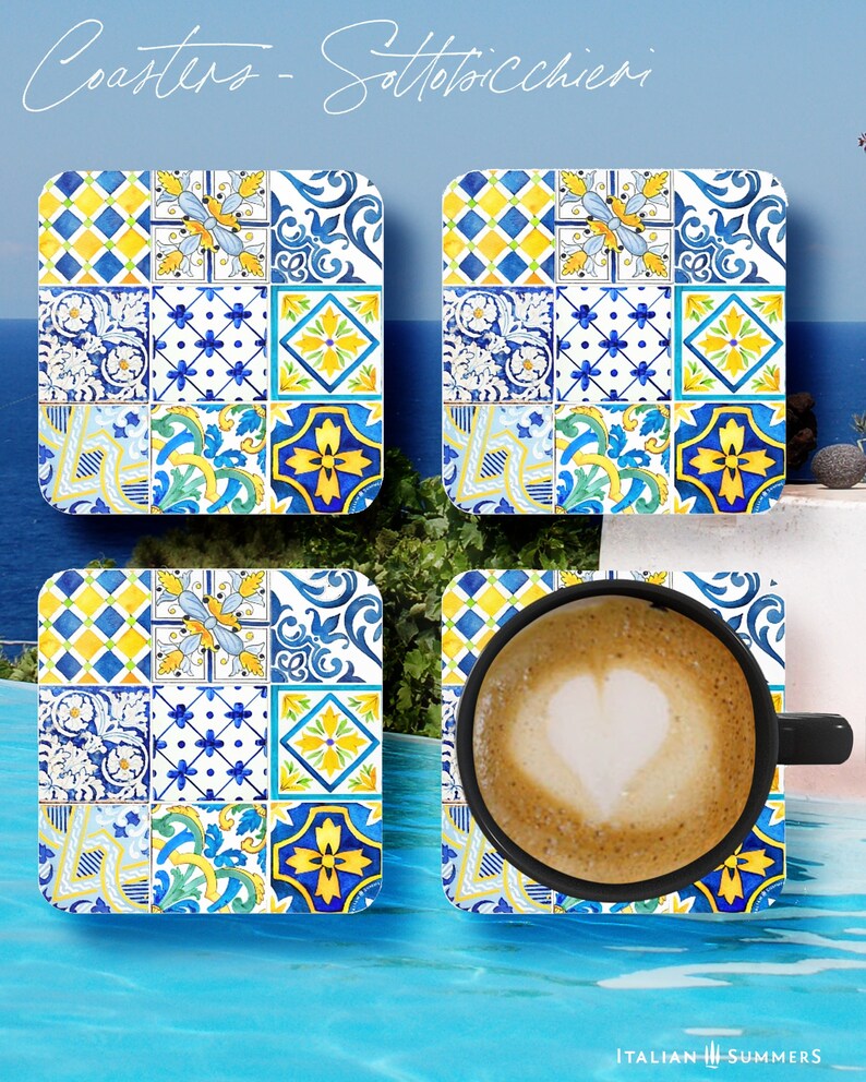 Italian Tiles Amalfi Coasters Maiolica Tiles Coasters - Etsy