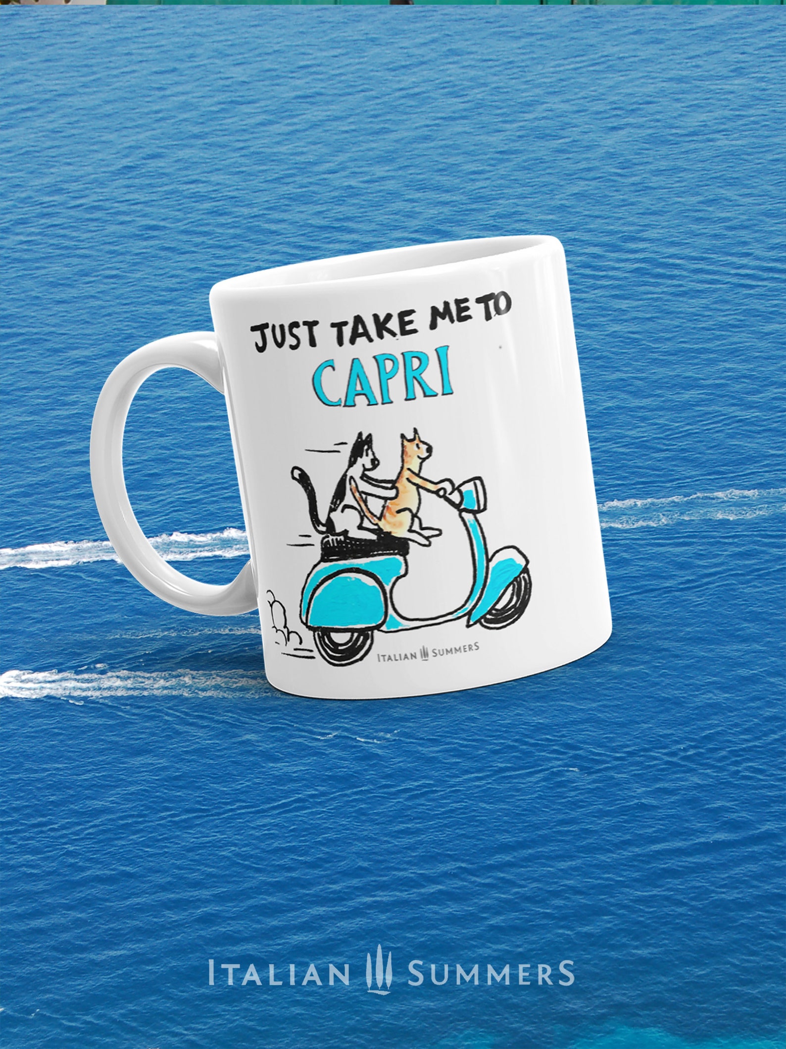 Capri cats mug Capri island vespa cats Vintage Vespa | Etsy