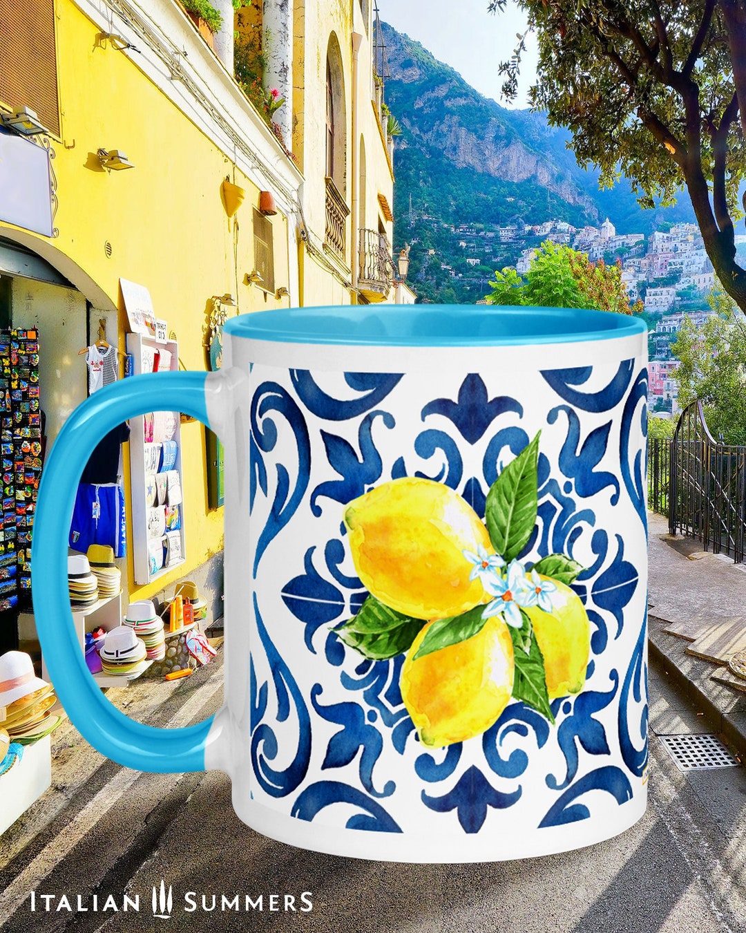 Italian Lemon Tile Mug: Amalfi Coast Decor - Etsy
