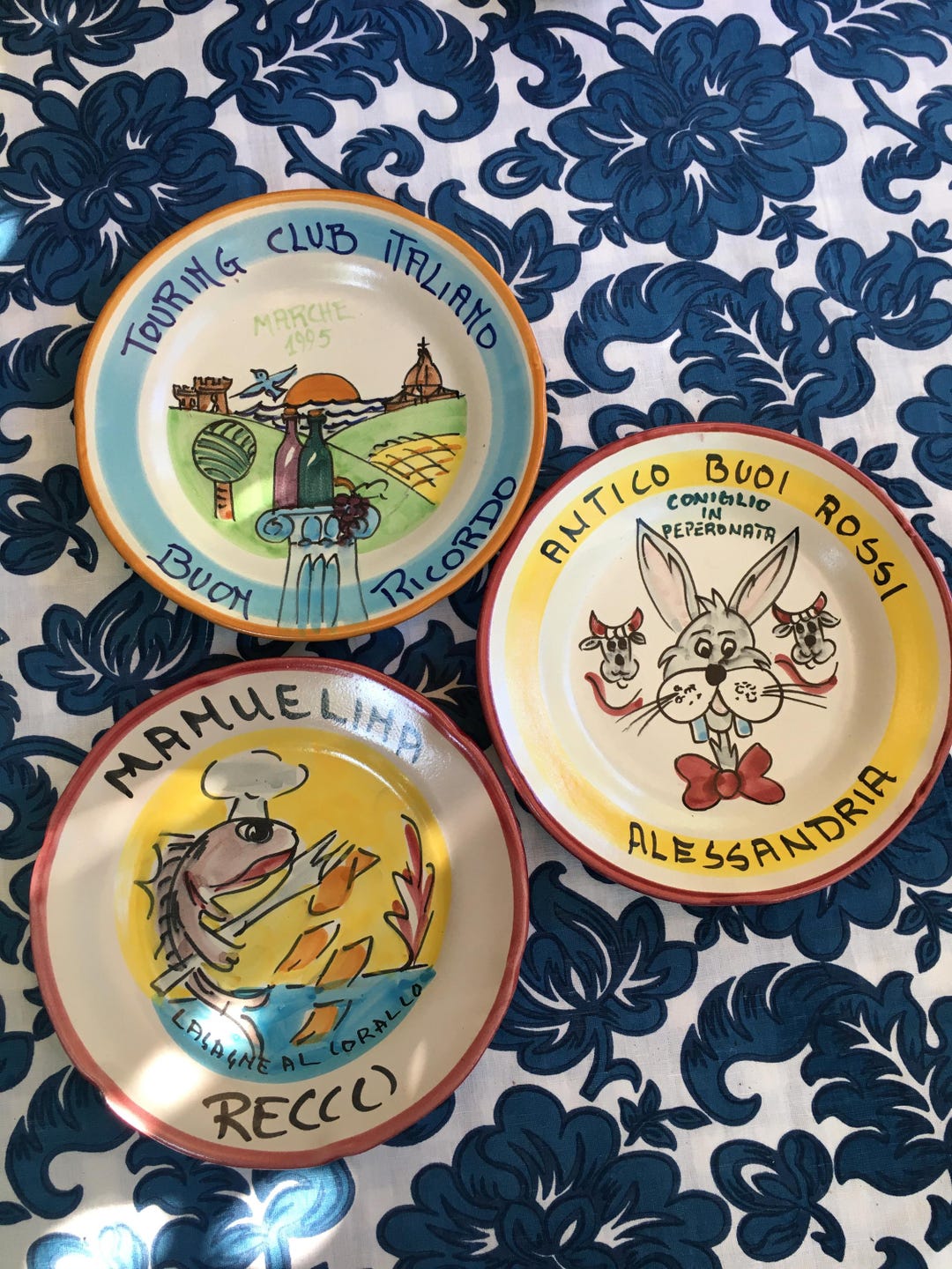 Italian Vintage Buon Ricordo Plates, Vintage Italian Restaurant Plates ...