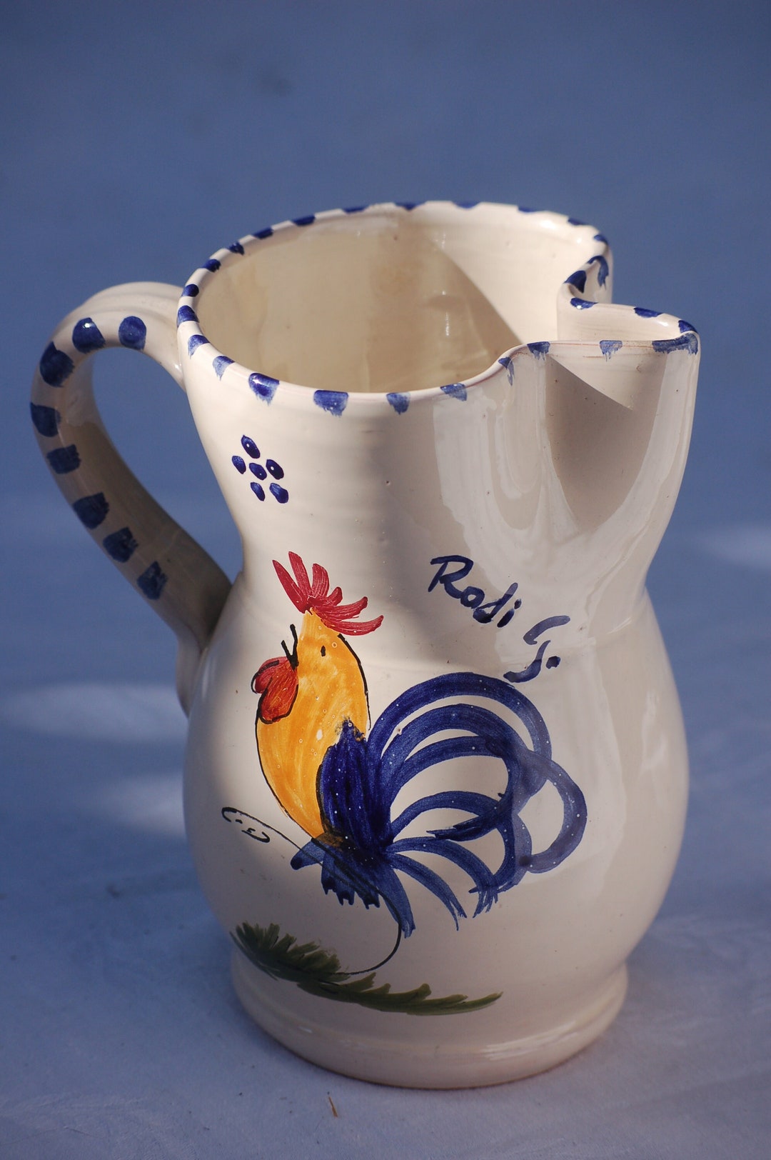 Vintage Italian Ceramic Pitcher Puglia Rodi Garganico, Hand Painted ...