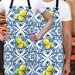 Apron Blue Tiles and Amalfi Lemons, Italy Apron, Italian Apron, Italy ...