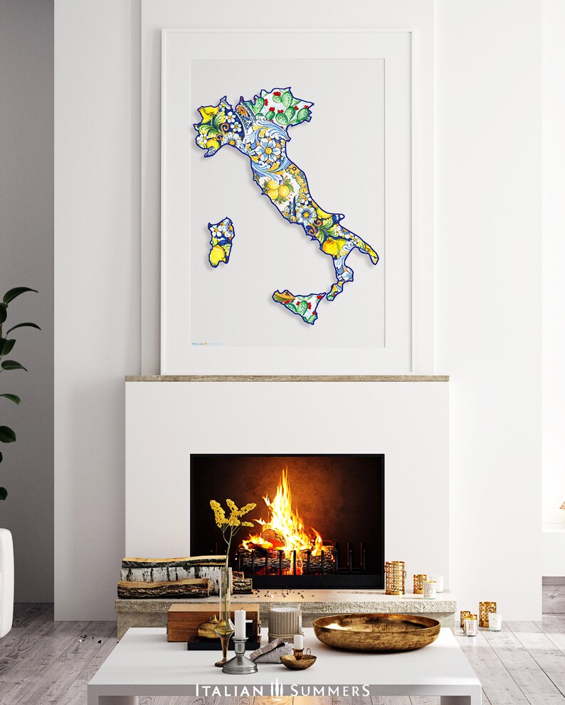 Italian Tiles Map Poster: Maiolica Art Print - Etsy