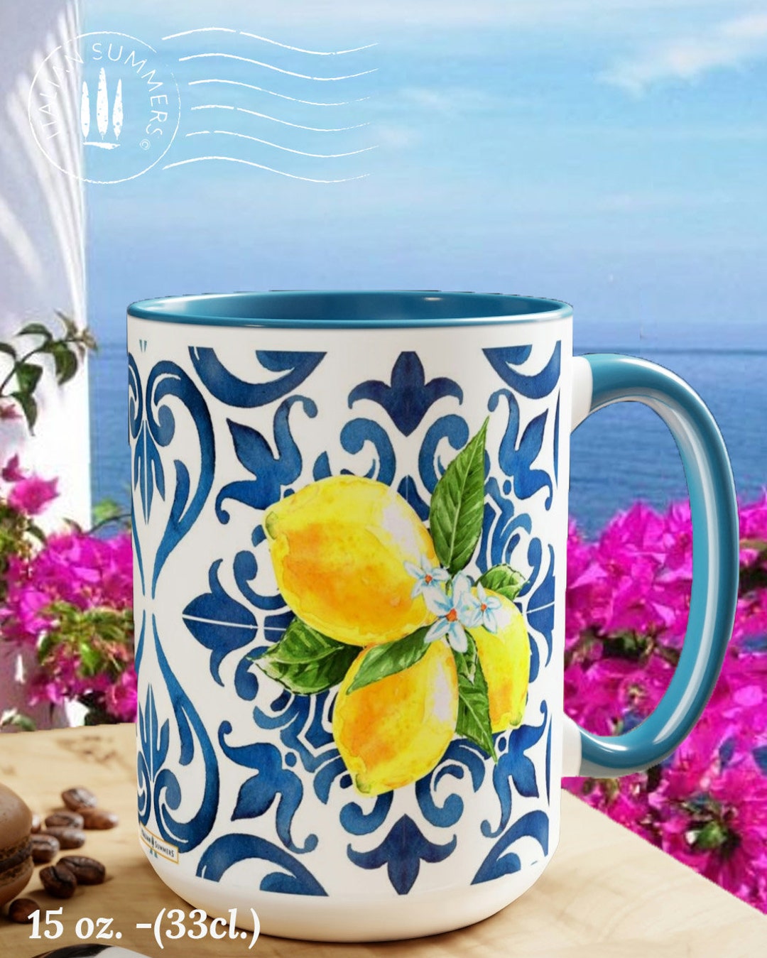 Italian Lemon Tile Mug: Amalfi Coast Decor - Etsy