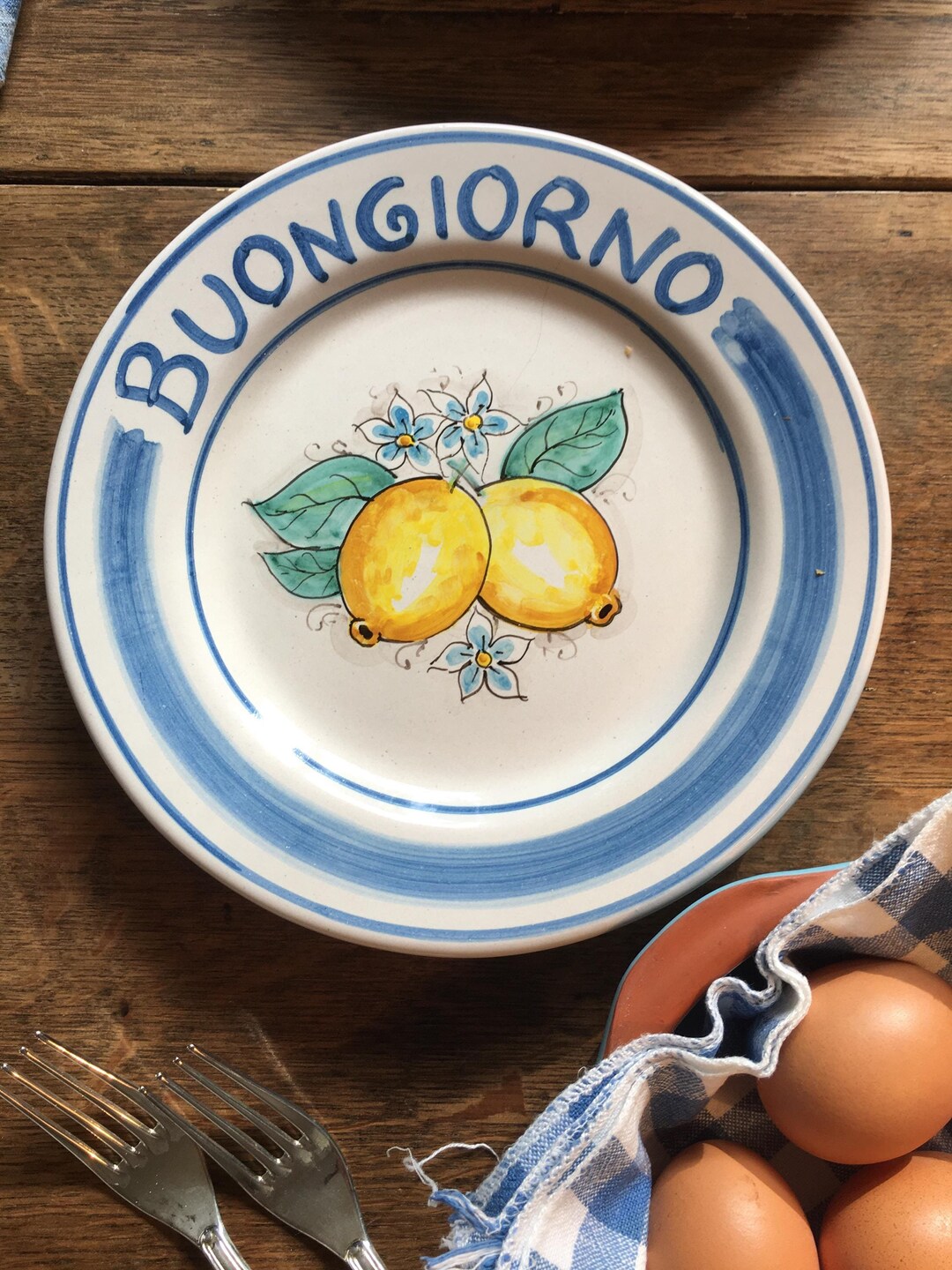 Italian Plate BUONGIORNO LIMONI With Lemon Theme Designed by Italian ...
