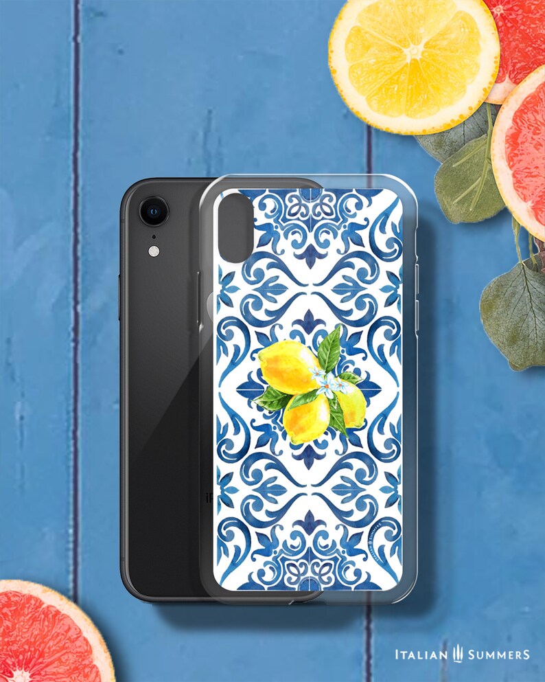 Italian Blue Tile & Lemon iPhone Case: Amalfi Coast Inspired - Etsy