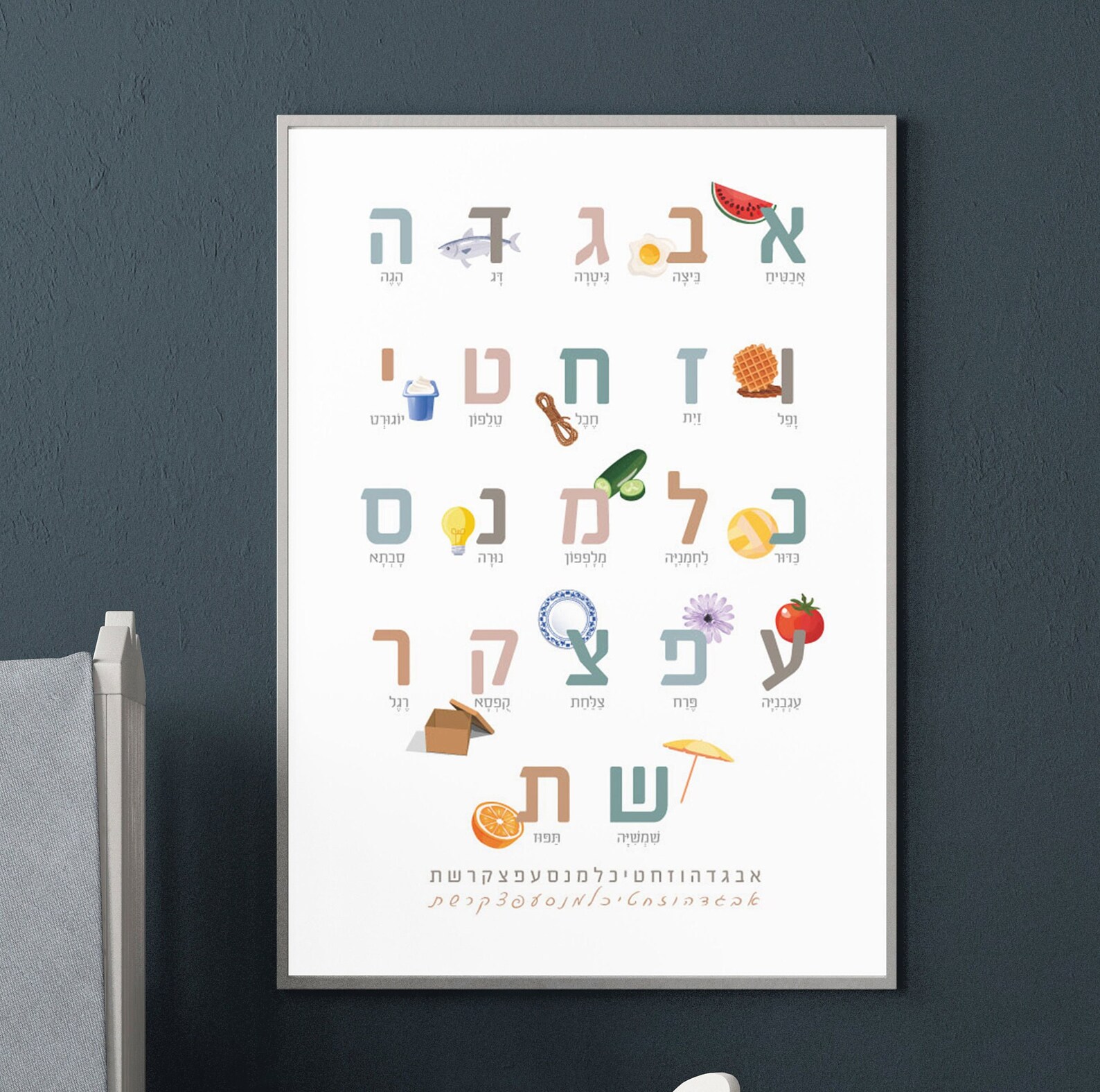 Hebrew Alphabet Poster, Hebrew Letters Printable, Learn Hebrew Print ...