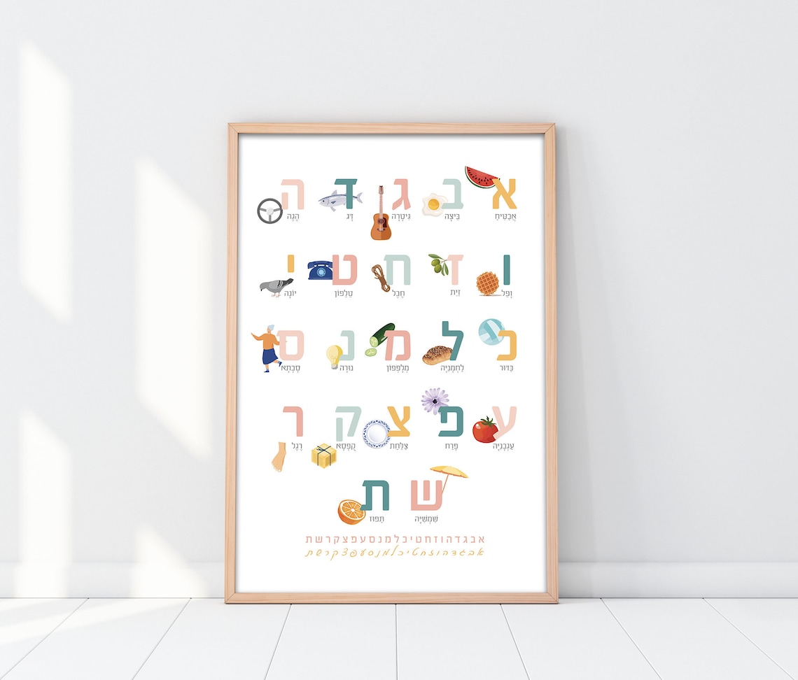 The Hebrew Alphabet Poster Hebrew Letters Poster Learn - Etsy
