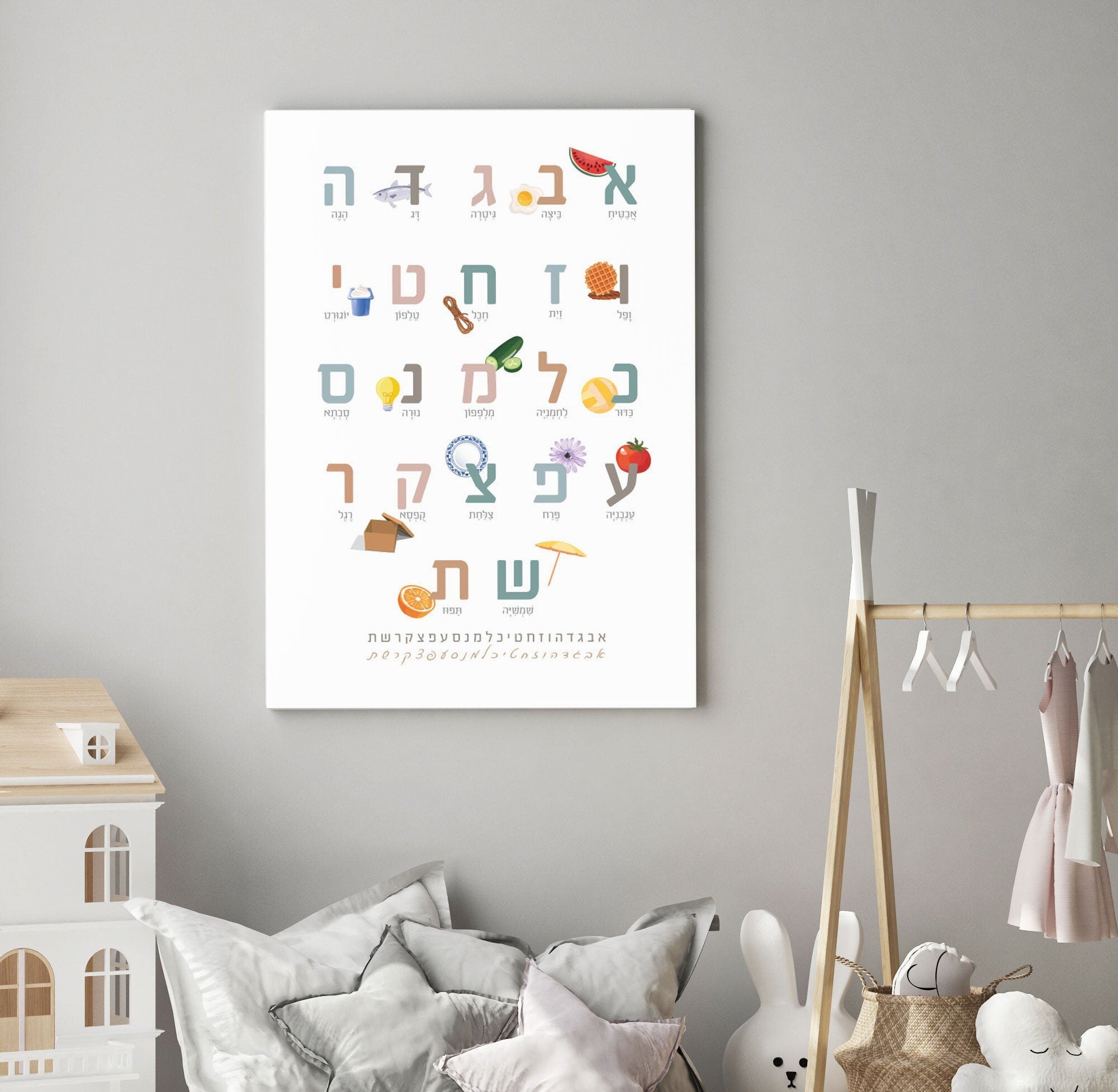 The Hebrew Alphabet Poster, Hebrew Letters Poster, Learn Hebrew Print ...