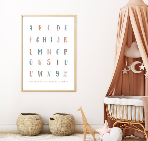 ABC Letters Wall Art Rainbow Alphabet Poster Printable Wall | Etsy