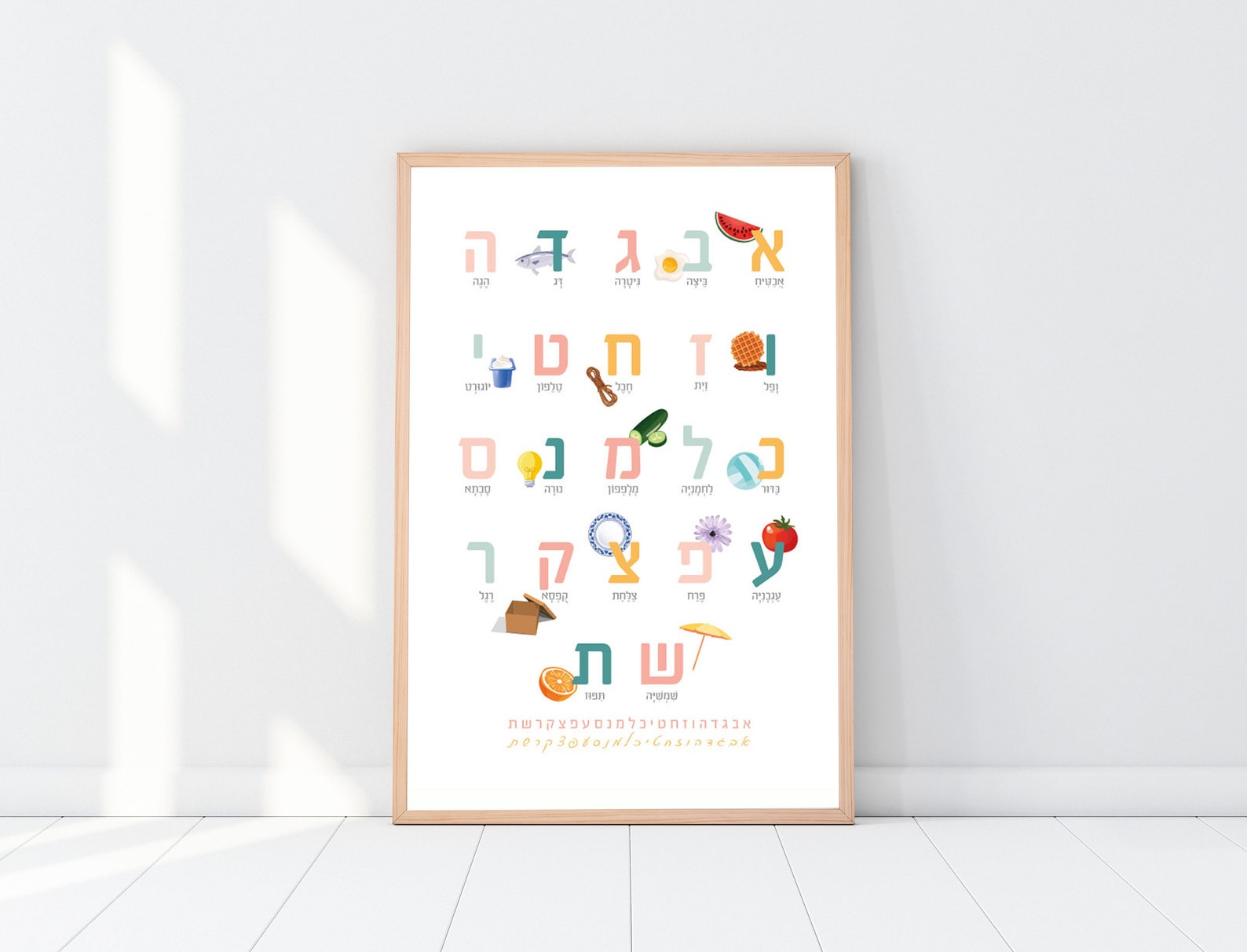 The Hebrew Alphabet Poster, Hebrew Letters Poster, Learn Hebrew Print ...