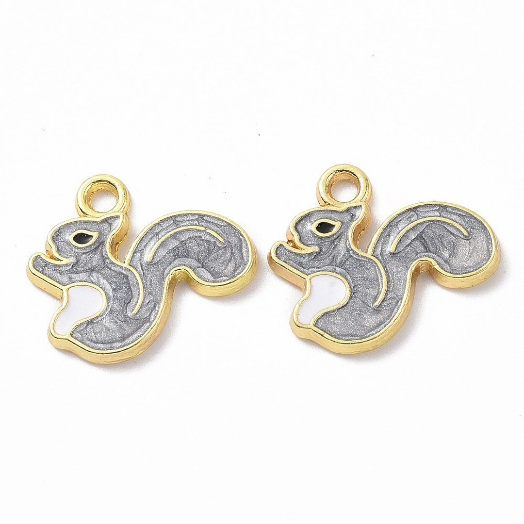5 Choice of Color Gold Plated Enamel Squirrel Charms 16 X 18mm (b206f ...