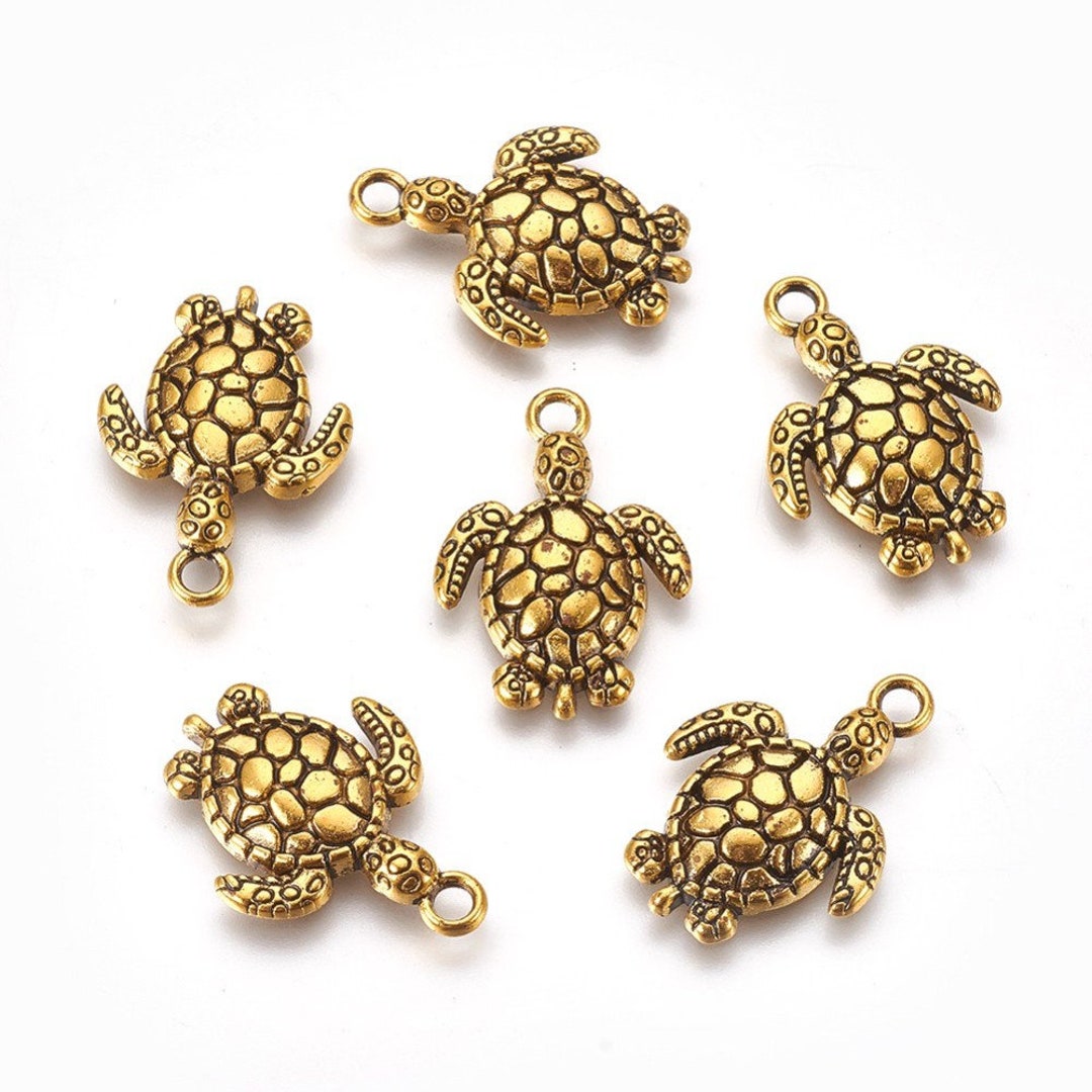 10 Antique Gold Metal Alloy Sea Turtle Charms 23x16mm a181f - Etsy