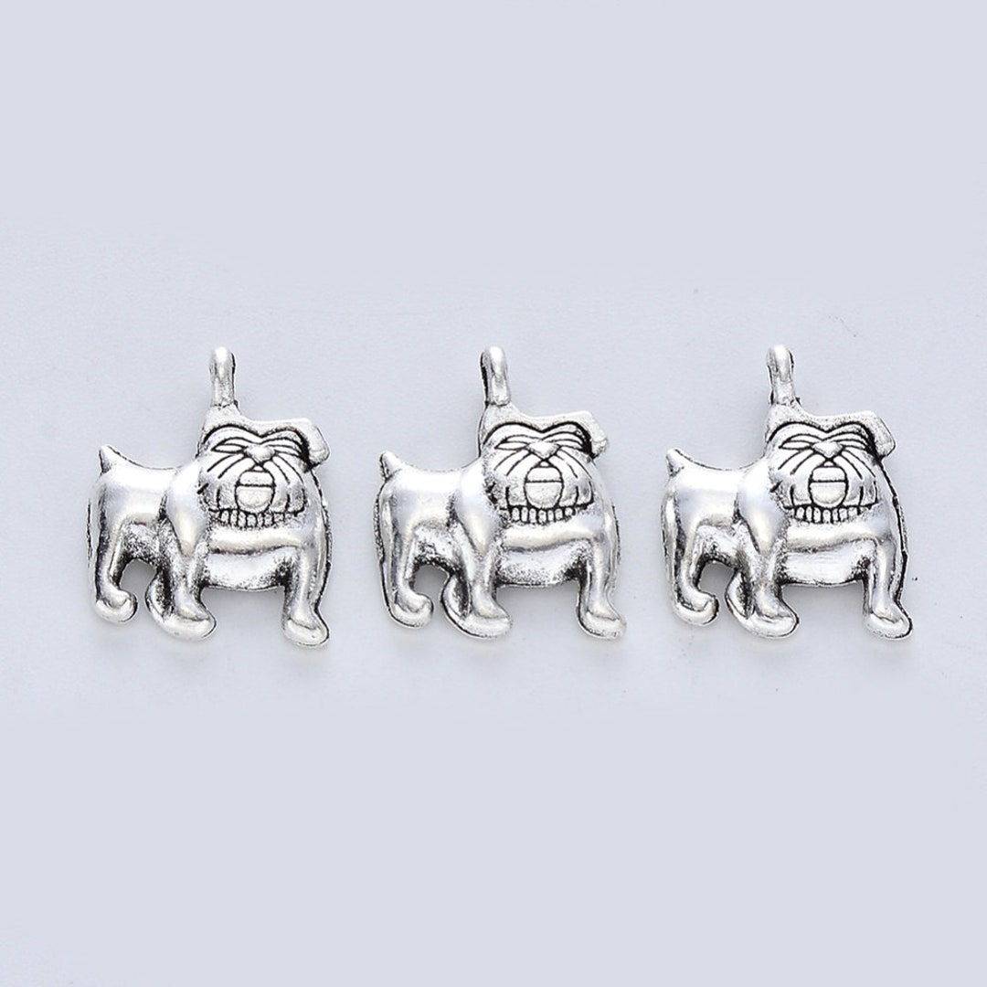 10 Antique Silver Bulldog Charms 17 X 13mm (b192i) - Etsy