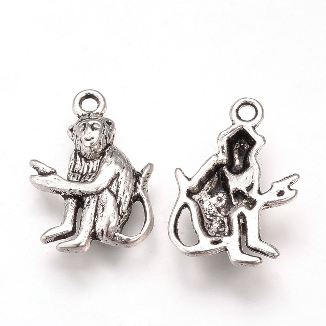 10 Antique Silver Metal Alloy Monkey Charm/pendants 20mm X 14mm b38f ...