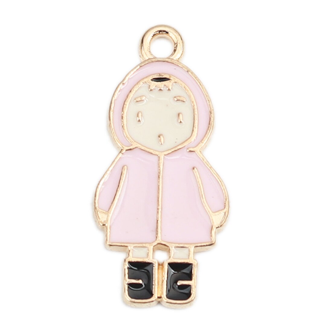 5 Gold Plated Alloy/enamel Little Girl Charms 27x13mm (b126e) - Etsy
