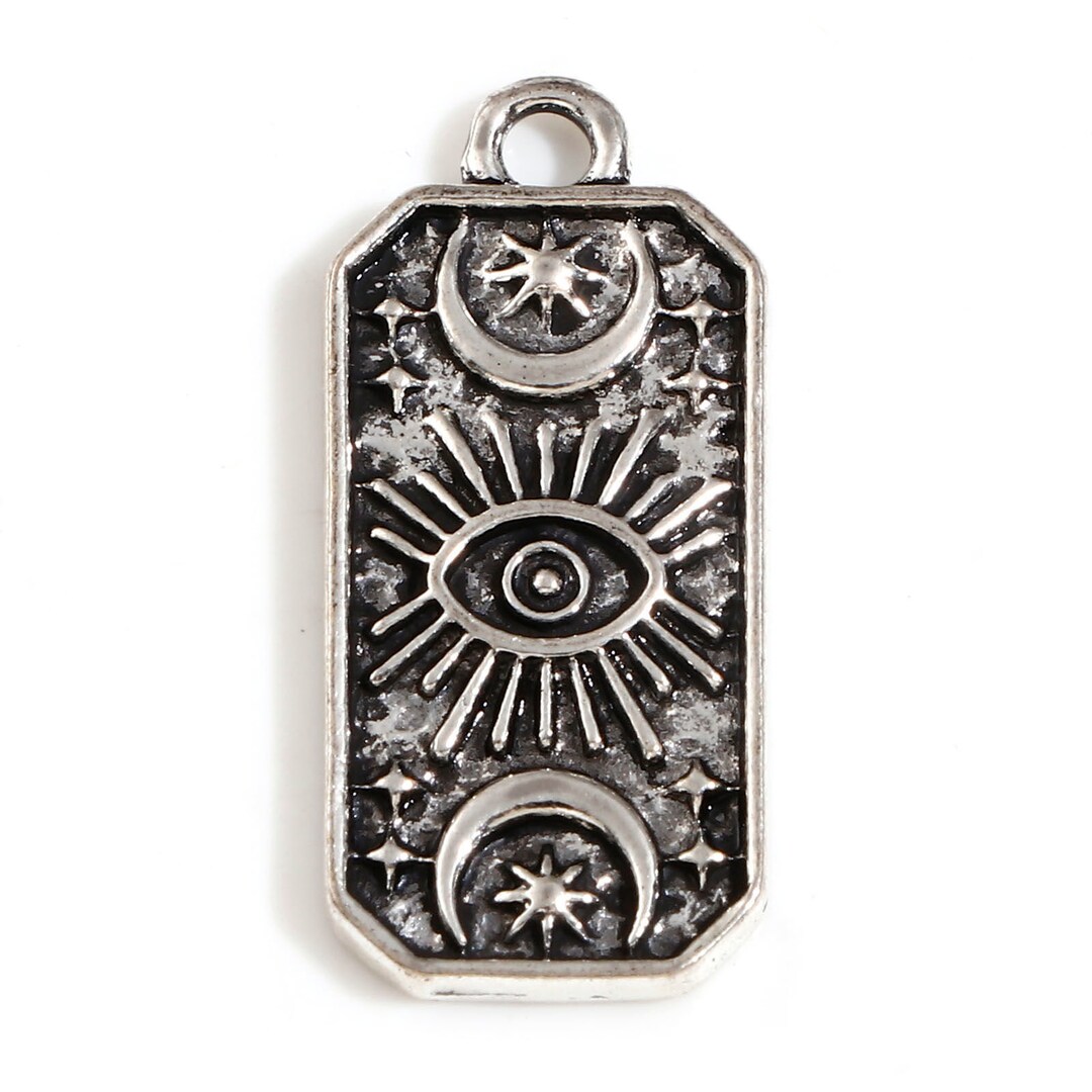 5 Antique Silver Half Moon Eye of Providence/ All-seeing Eye Charm ...