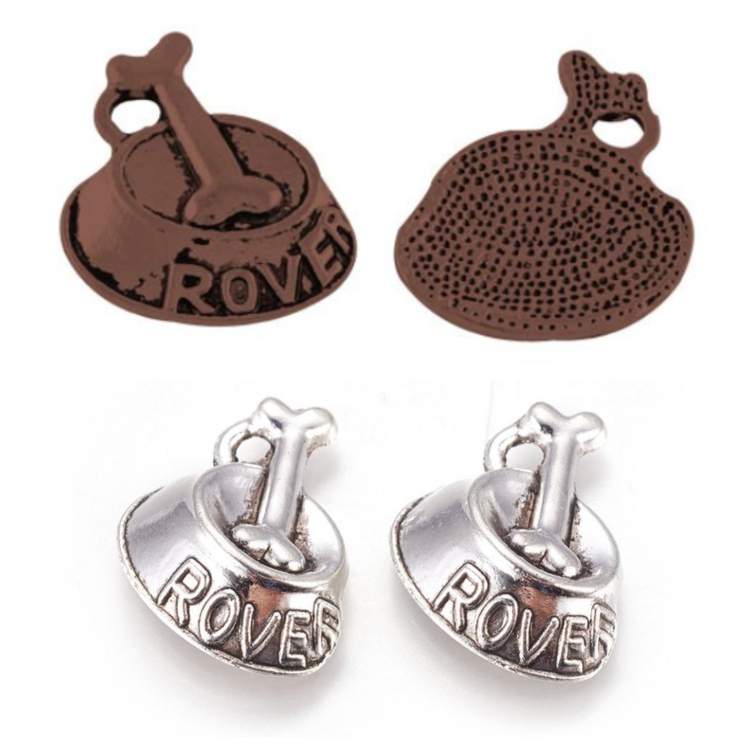 Choice of Color Tone "rover" Dog Dish Metal Alloy Charms 21x16mm (b188p ...