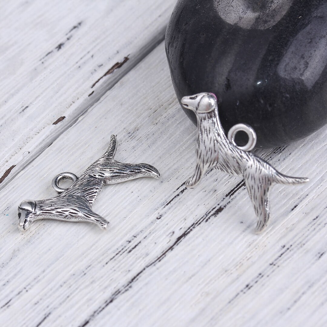 10 Antique Silver Dog Charm/pendants 23 X 14mm b33s - Etsy