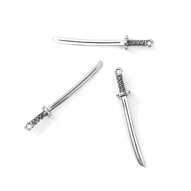 5 Silver Tone 3D Metal Alloy Sword Charms 50 X 8mm (b50f) - Etsy