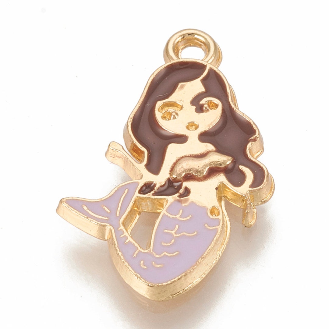 5 Gold Plated & Enamel Metal Alloy Mermaid Charms 20.5x14mm (b207e) - Etsy