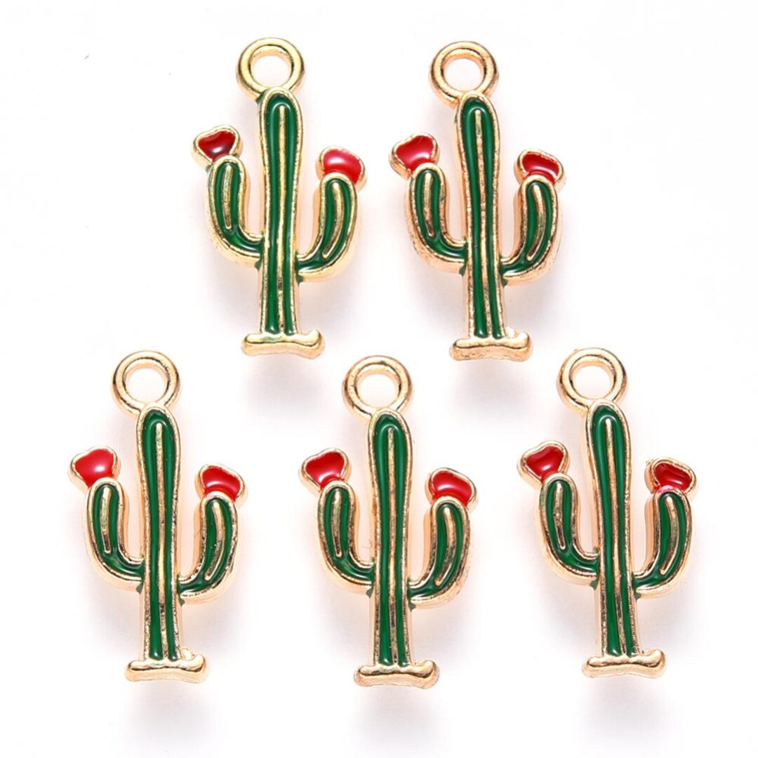 10 Gold Plated & Enamel Sequoia Cactus Charms 19mm X 10mm (B132J) - Etsy