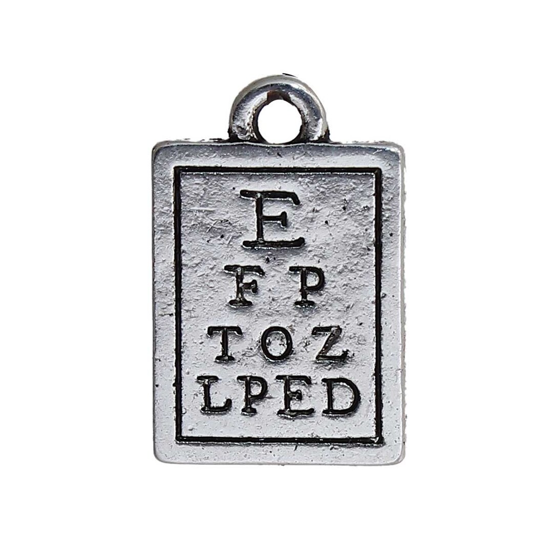 10 Antique Silver Metal Alloy Optometry Eye Charts Pendant/charms ...