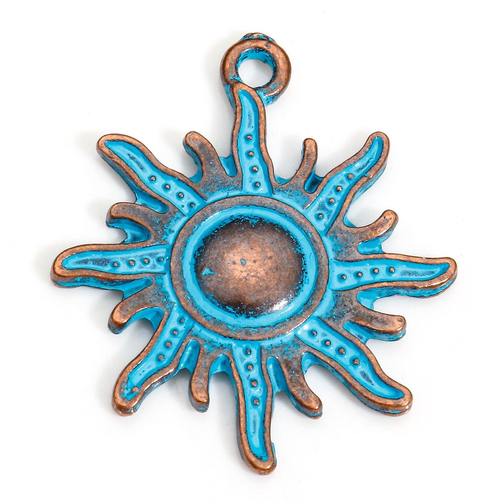 5 Antique Bronze Tone W/patina Sun Charm/pendants 27 X 23mm (b96p) - Etsy