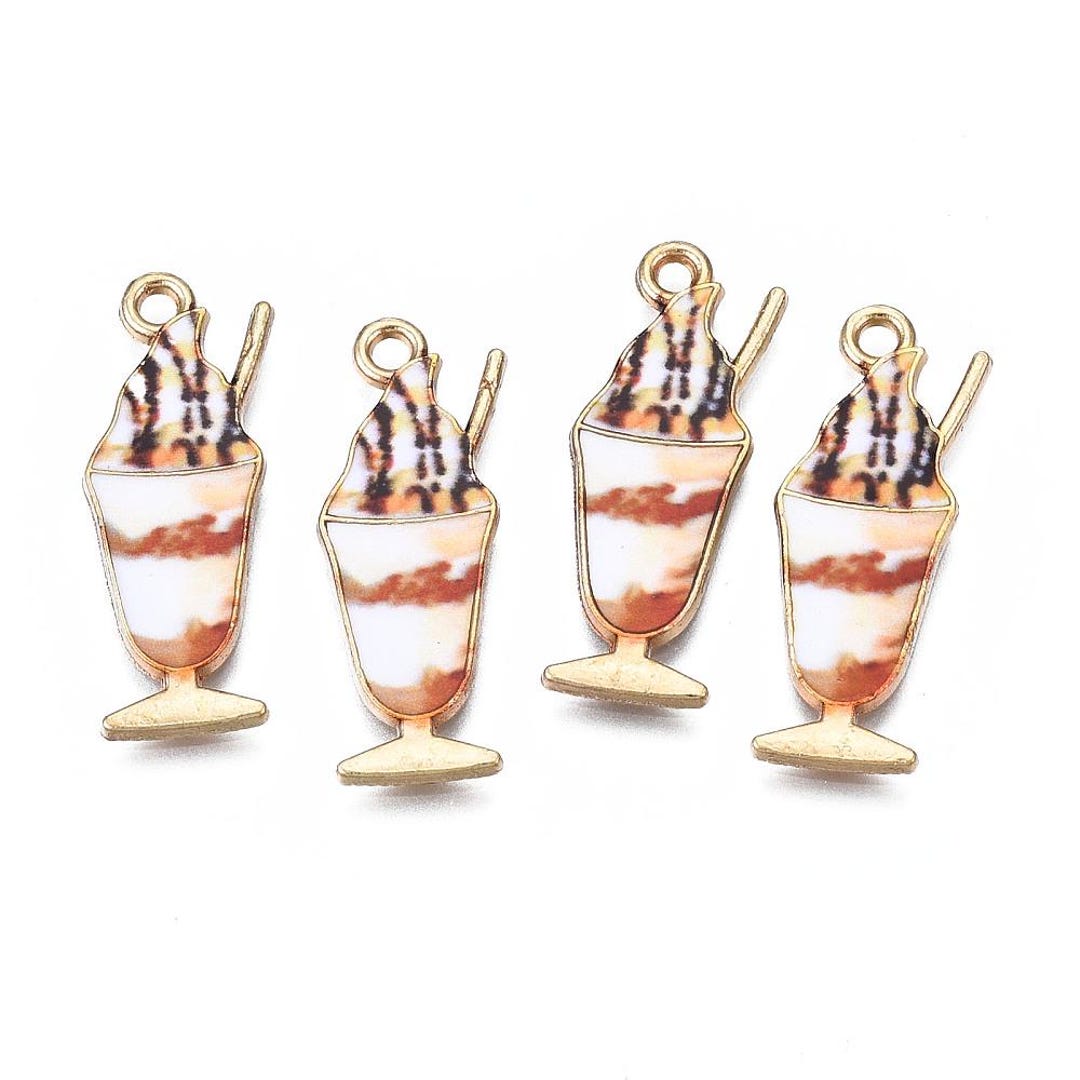 5 Gold Tone & Enamel Ice Cream Float Charms 27x 10mm (B132L) - Etsy